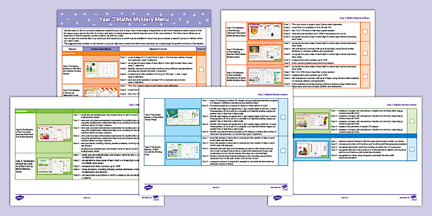👉 Year 3 Maths Mystery Menu (teacher made) - Twinkl