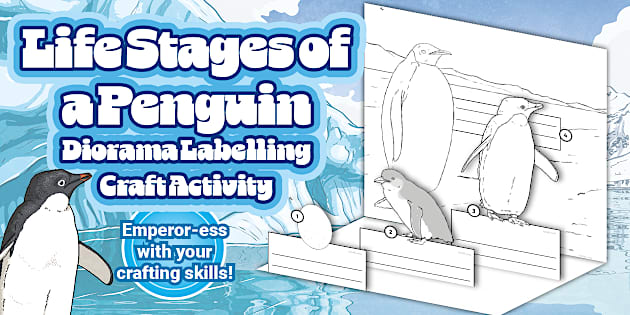 Life Stages of a Penguin Diorama Labelling Craft Activity