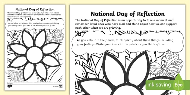 National Day Of Reflection Flower Writing Template Twinkl