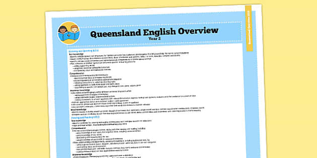 FREE! - Queensland Curriculum Year 2 English Literacy Syllabus Overview