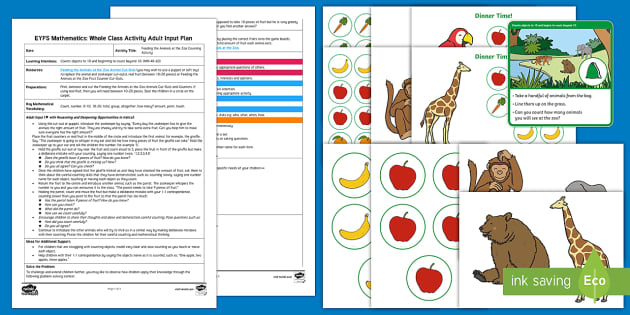 EYFS Maths: Feeding the Animals at the Zoo Whole Class Adult Input Plan and