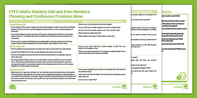 👉 EYFS Maths Mastery Odd and Even Numbers Planning and Continuous Provision