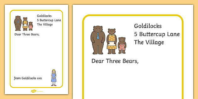 Goldilocks to the Three Bears Letter Writing Frames - Twinkl