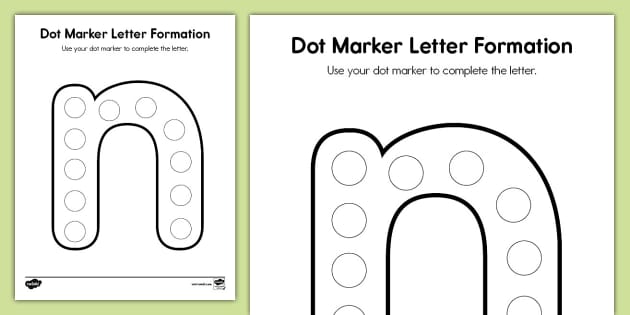 Lowercase Letter n: Dot Marker Letter Formation Activity