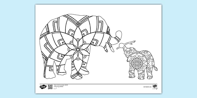 Mandala Elephant Colouring Page (teacher made) - Twinkl