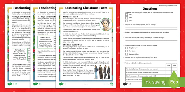 LKS2 Fascinating Christmas Facts Differentiated Reading Comprehension