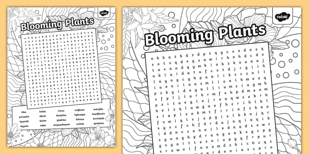 Blooming Plants Mindfulness Word Search for 6th-8th Grade