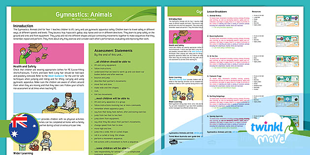 FREE! - Move PE Year 1 Gymnastics: Animals Unit Overview