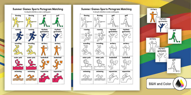 Summer Games Pictogram Matching Game for K-2nd Grade