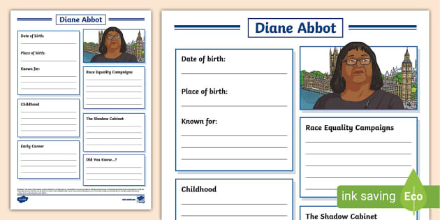 Diane Abbott Fact File Template, Diane Abbott (Teacher-Made)