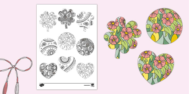 Mărțișor tradițional de colorat 1 Marie (teacher made)