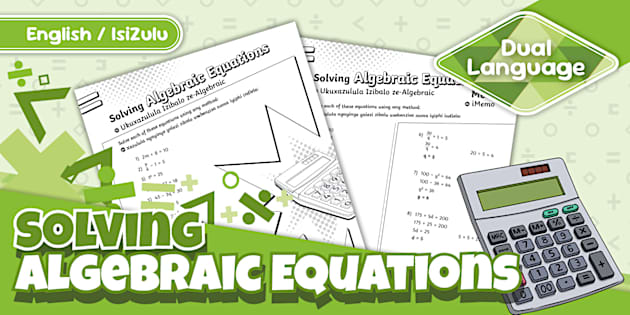 Solving Algebraic Equations Activity Sheet