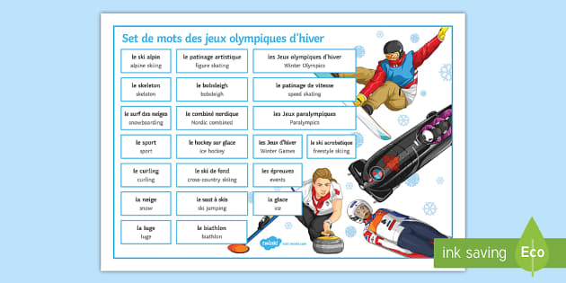 Winter Olympics Word Mat French