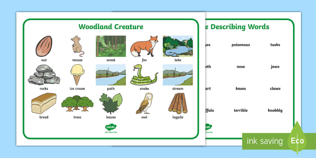 Woodland Creature Word Mat (teacher made) - Twinkl
