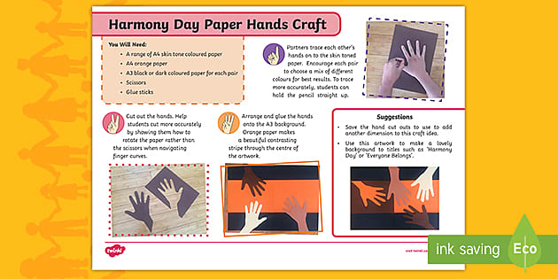 FREE! - Harmony Day Hands Paper Craft - Harmony Day | Twinkl