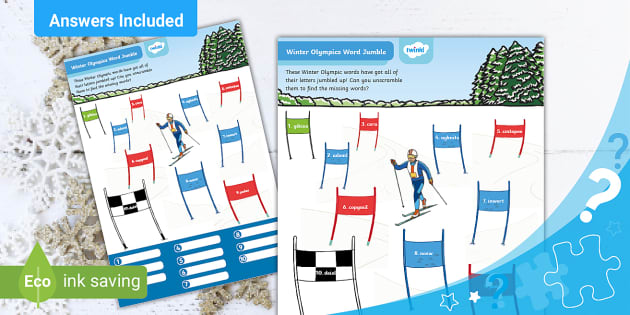 Winter Olympics Word Jumble - Twinkl - Kids Puzzles - Twinkl
