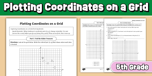 Fifth Grade Plotting Coordinates on a Grid Worksheet