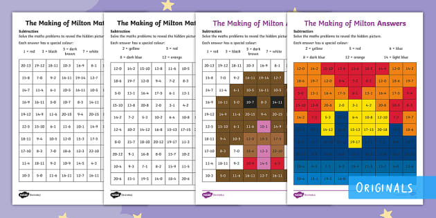 The Making of Milton Subtraction Maths Mosaics Worksheet / Worksheets