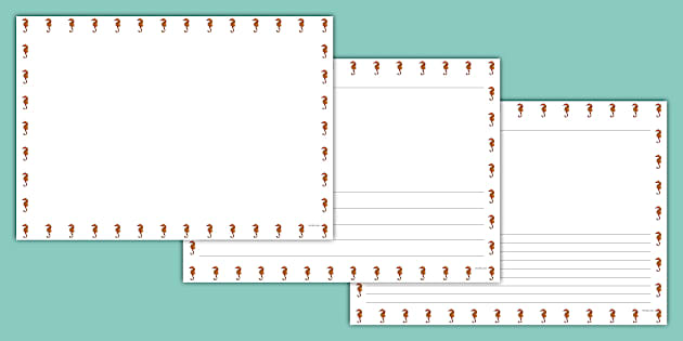 Seahorse Landscape Page Borders- Landscape Page Borders