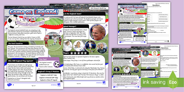 UKS2 Come on England! 2023 Women's World Cup Differentiated Reading