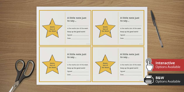 👉 Maths Reward Postcards: Star of the Week | Beyond
