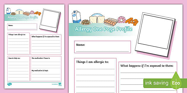 Allergy One Page Pupil Profile (teacher made) - Twinkl
