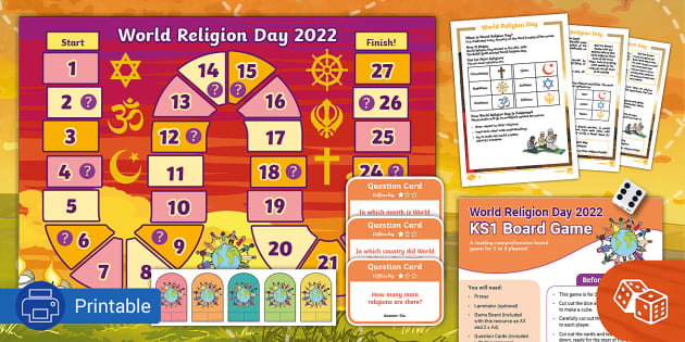 * NEW * KS1 World Religion Day Reading Comprehension Board Game Pack