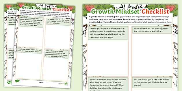 Growth Mindset Checklist Worksheet - Twinkl