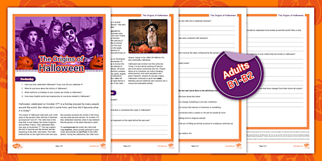 ESL Origins of Halloween Reading Comprehension [Adults, B1-B2]]
