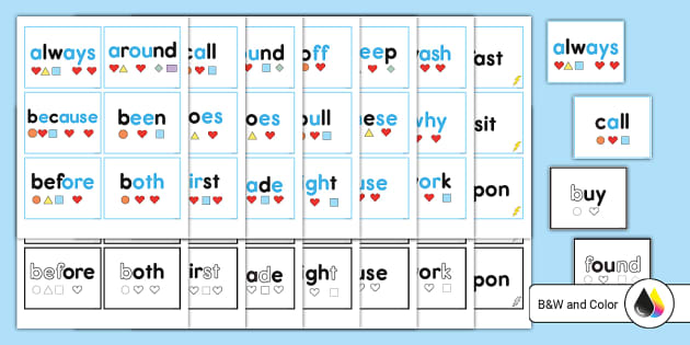 Heart Word Practice Cards Second Grade Set (teacher made)