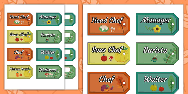 Autumn Market-Themed Cafe Name Tags (teacher made) - Twinkl