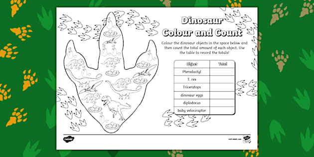 👉 Dinosaur Colour and Count Worksheet (Teacher-Made)