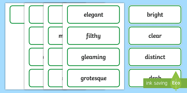 Adjectives Pictures Cards