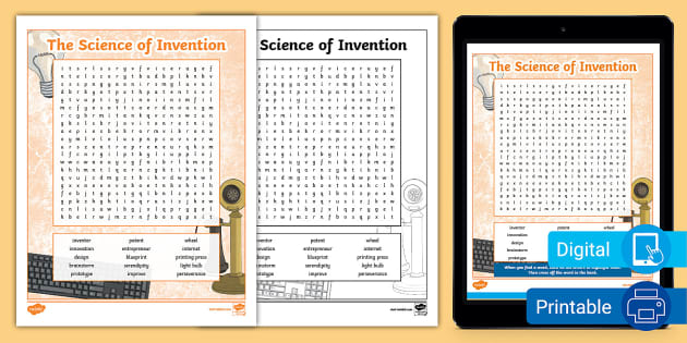 Science of Invention Word Search for 6th-8th Grade - Twinkl