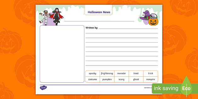Halloween Recount Newspaper Template (teacher made) - Twinkl