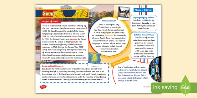 Seoul Fact File (teacher made) - Twinkl