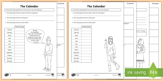 2019 Calendar Differentiated Worksheet (teacher made)