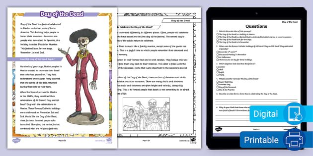 Day of the Dead Reading Comprehension PDF | Twinkl USA Day of the Dead Reading Comprehension PDF | Twinkl USA