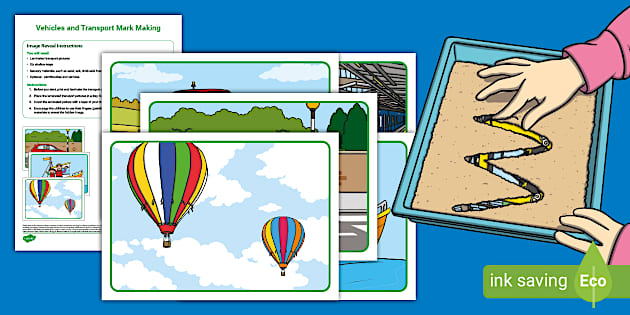 EYFS Vehicles and Transport Mark-Making Image Reveal Activity