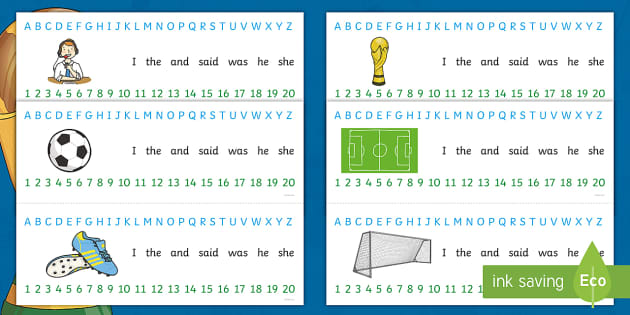 Football World Cup Combined Number and Alphabet Strips - alphabet