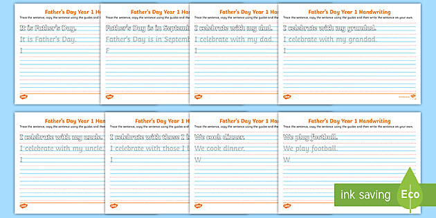 Father's Day Year 1 Handwriting Worksheets (teacher made)
