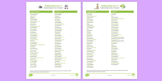Brilliant Books - KS1 Reading List (teacher made)