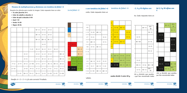 Hojas de actividad: multiplicación y división (Diferenciada)