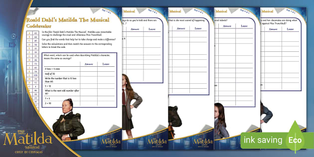 FREE! - 👉 Matilda the Musical: Code Breaker Activity Sheet [Ages 7-9]