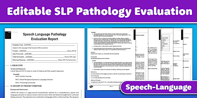 Editable Speech-Language Evaluation Report Template