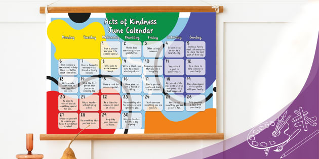 Acts of Kindness June Calendar Abstract Pattern Poster