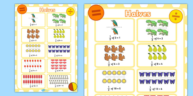 Year 1 Half of Quantity Fractions Display Poster - display