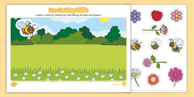 Bee Cutting Skills Activity - Twinkl - KS1 (Teacher-Made)