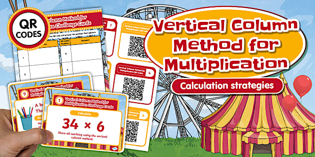 Vertical Column Method Challenge Cards with QR Codes