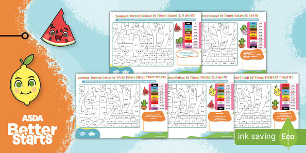 FREE! - 👉 ASDA Better Starts: Summer-Themed Colour by Times Tables